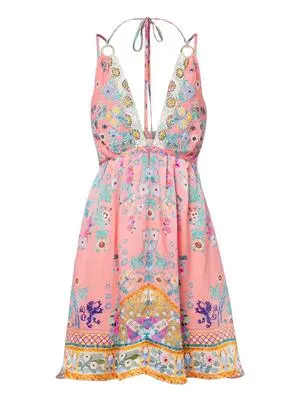 Camilla Embellished Silk Minidress With Floral Print - Multicoloured