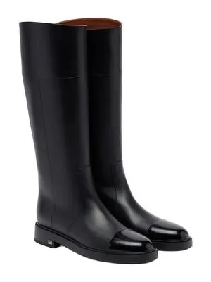 Valentino Garavani Leather Knee-high Boots - Black