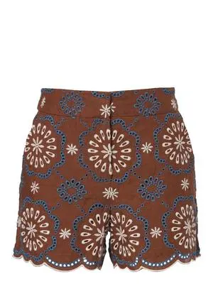 Veronica Beard Allen Broderie Anglaise Linen Shorts - Multicoloured