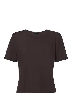 LESET Milo Cropped Cotton T-shirt - Brown