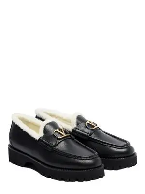 Valentino Garavani Vlogo Leather Loafers - Black