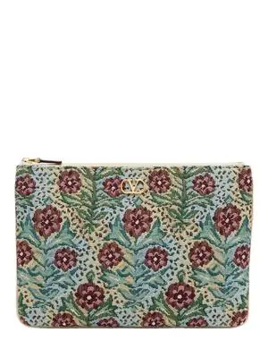 Valentino Garavani Valentino Garavani VLogo Floral Jacquard Pouch Multicoloured