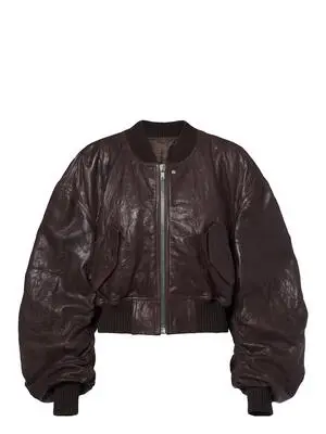 Rick Owens Rick Owens Secchia Leather Bomber Jacket Brown