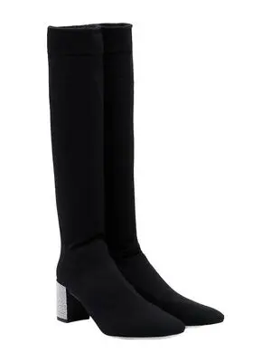 Rene Caovilla Sonia Crystal-embellished Knee-high Boots - Black