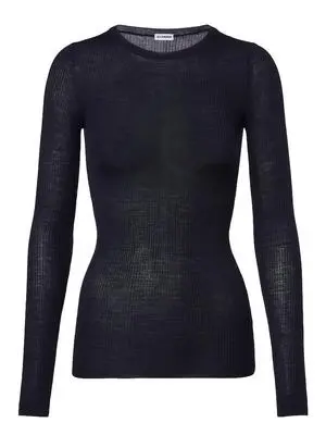 JIL SANDER Ribbed-knit Wool Sweater - Blue