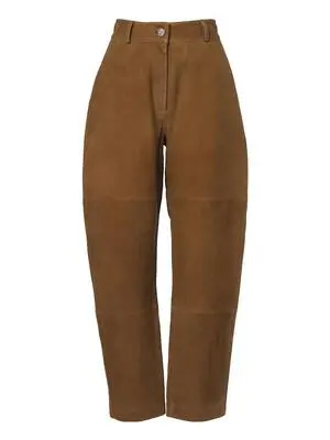 RÓHE Suede Barrel-leg Pants - Brown