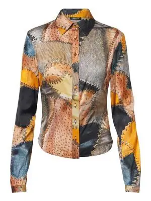 Roberto Cavalli Trompe L’œil Silk Patchwork Shirt - Multicoloured