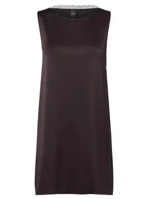 LESET Lace-trimmed Satin Mini Dress - Brown