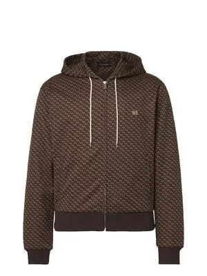 WALES BONNER Hooded Jacquard Track Jacket - Brown