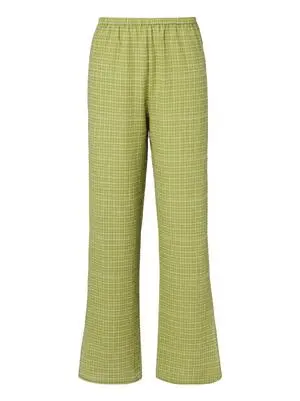 Asceno Loreto Checked Cotton Wide-leg Pants - Green