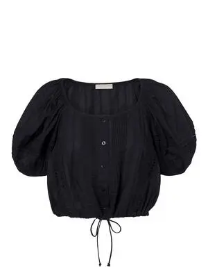 Ulla Johnson Ulla Johnson Clara Embroidered Cotton Crop Top Black