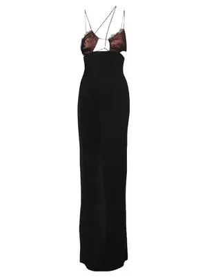 NENSI DOJAKA Cutout Lace-trimmed Maxi Dress - Black