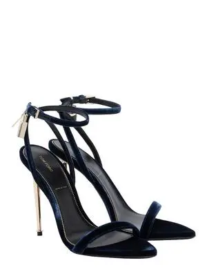 TOM FORD Padlock Velvet Sandals - Blue