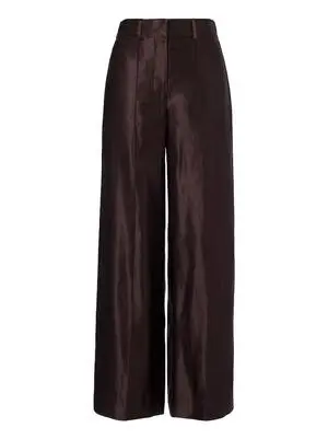 JOSEPH Linen And Silk Wide-leg Trousers - Brown