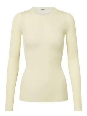 JIL SANDER Jil Sander Ribbed-Knit Wool Crewneck Sweater White