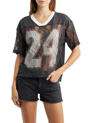 VINYL ICONS Graphic Lace Football T-shirt - Phantom
