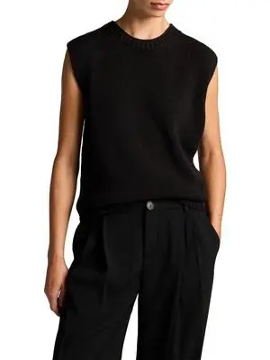 Vince Asymmetrical Crewneck Sweater Vest - Black
