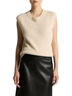 Vince Asymmetrical Crewneck Sweater Vest - Bone