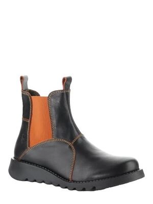 Fly London Soil Wedge Chelsea Boot - Black/red