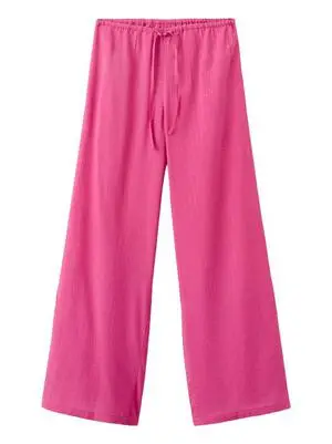 Mango Straight Leg Rhinestone Pants - Fuchsia