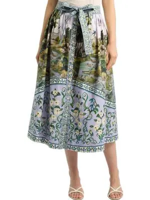FARM RIO FARM Rio Countryside Landscape Printed Midi Skirt