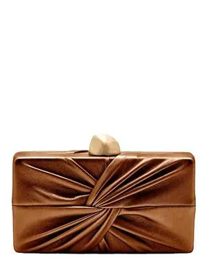 Cult Gaia Lisse Leather Clutch With Sunburst Detailing - Bronze