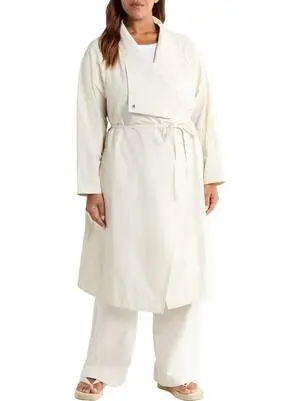 Eileen Fisher Drape Neck Coat With Removable Belt - Plstr