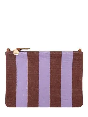 Clare V. Flat Stripe Canvas Clutch - Jacaranda/hazelnut