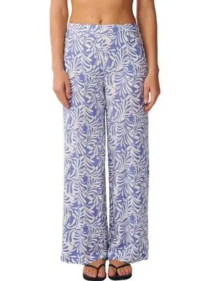 Rip Curl Party Wave Floral Wide Leg Beach Pants - White/blue