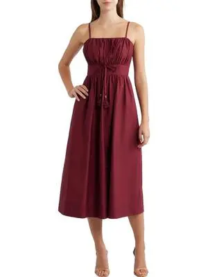 Eliza J Square Neck Sleeveless Poplin Midi Dress - Mulberry
