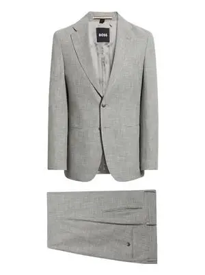 BOSS Huge Cotton & Virgin Wool Suit - Silver