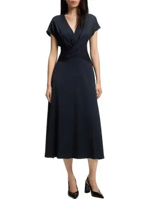 BOSS Dareza V-neck Jersey Midi Dress - Sky Captain