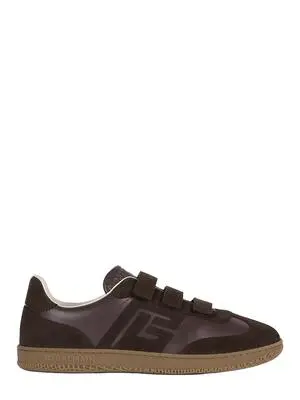 Balmain Swan Smooth Leather And Suede Velcro Trainers - Dark Brown