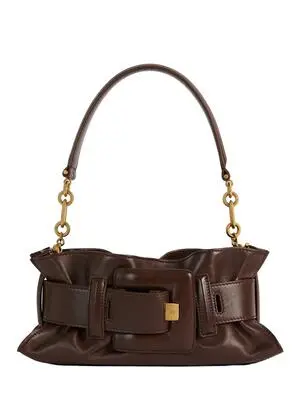 Balmain Anthem Mini Bag In Smooth Leather - Dark Brown