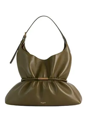 Balmain Sphynx Medium Bag In Smooth Lambskin - Green