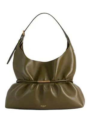 Balmain Sphynx Medium Bag In Smooth Lambskin - Green