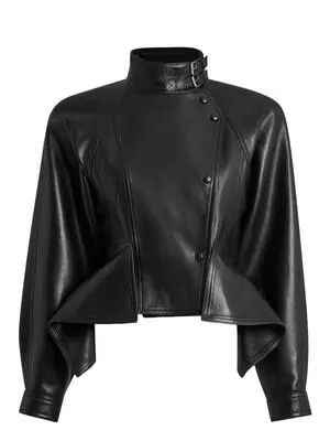 Balmain Lambskin Pilot Jacket With Asymmetrical Fastening - Black