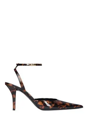 Balmain Printed Patent Leather Strappy Pumps - Brown