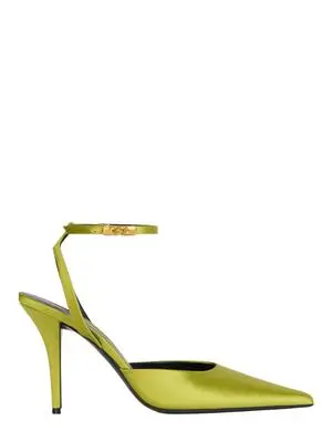 Balmain Satin Strappy Pumps With Gold-tone Chain Link Buckle - Green
