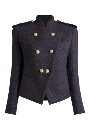 Balmain Tweed 6-button Jacket - Blue