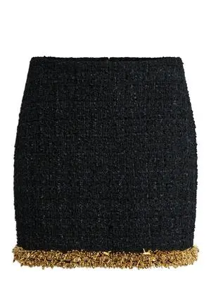 BALMAIN Balmain Embroidered Trim Tweed Mini Skirt