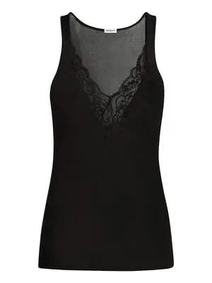 Balmain Knit Vest Top With Lace Trim - Black