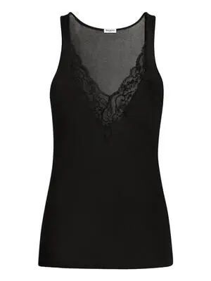 Balmain Knit Vest Top With Lace Trim - Black