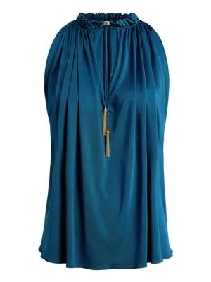 Balmain Pleated Flowing Jersey Top - Blue