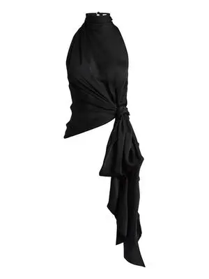Balmain Open-back Silk Chiffon Top - Black