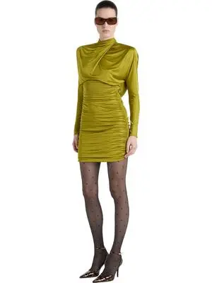 Balmain Balmain Draped Flowing Jersey Dress Green