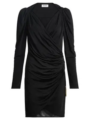 Balmain Draped Flowing Jersey Dress - Black
