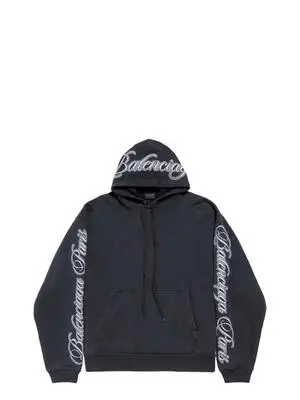 Balenciaga Balenciaga Cursive Embroidered Oversized Hoodie Black
