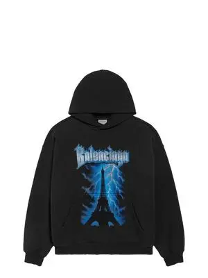 Balenciaga Thunderstorm Medium Fit Hoodie - Black