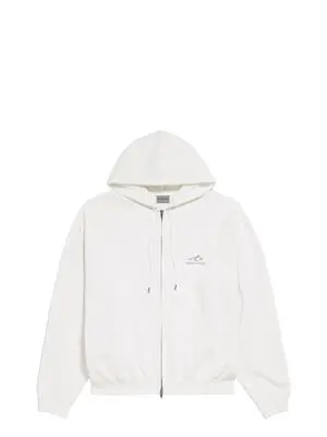 Balenciaga Zip-up Hoodie With Printed Artwork - White